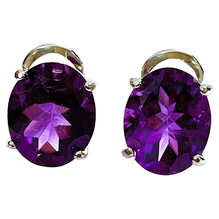 New Brazilian 3.85 Carat Purple Amethyst Sterling Omega Back Earrings ...