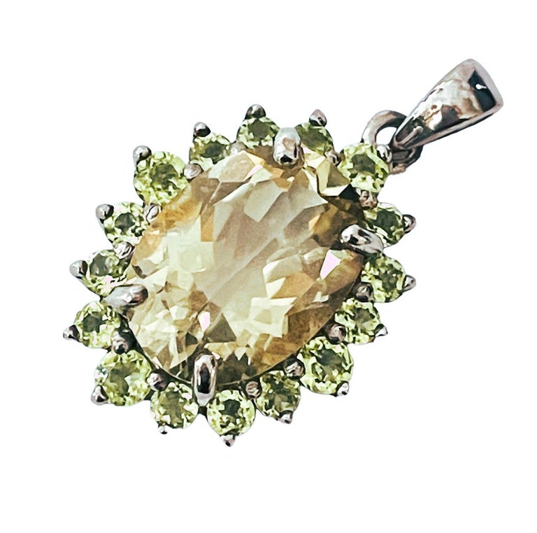 New Brazilian 5.81 Carat Citrine and Peridot Sterling Silver Pendant ...