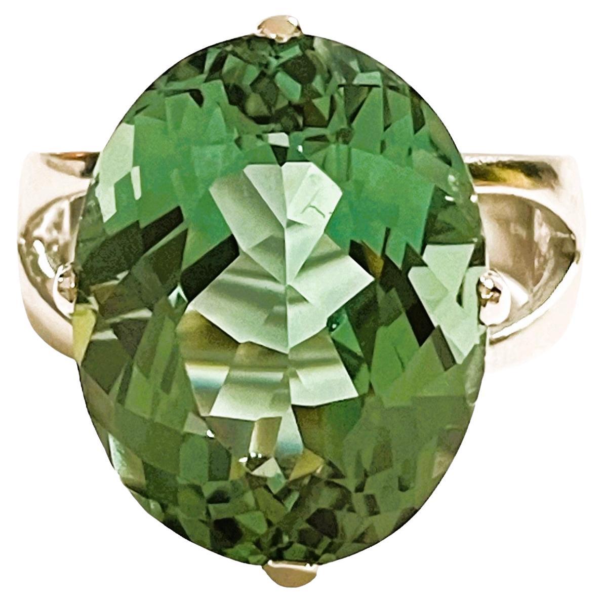 New Brazilian If 12.20 Ct Green Amethyst Sterling Silver Ring at 1stDibs