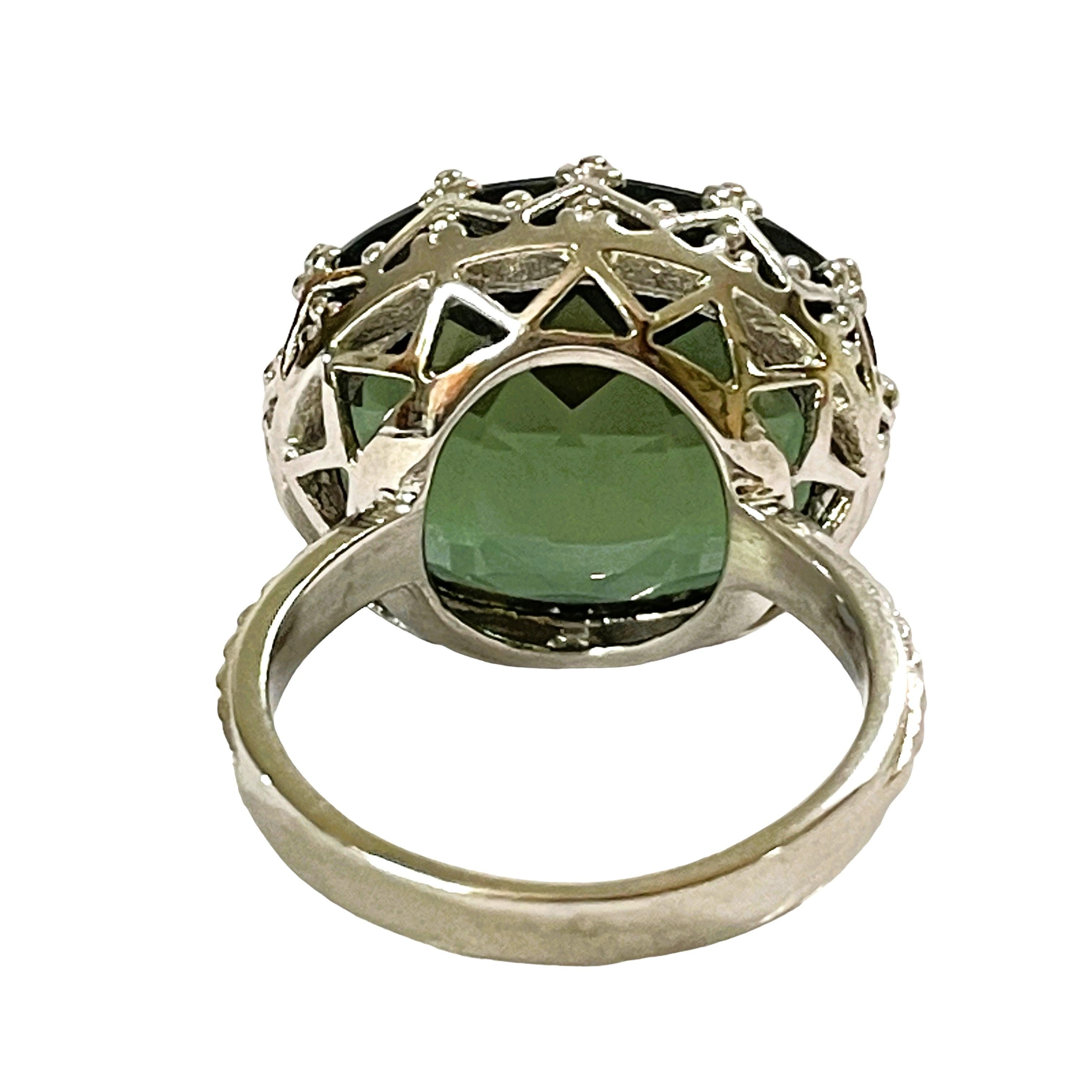New Brazilian IF 19.60 Carat Forest Green Amethyst Sterling Ring For ...