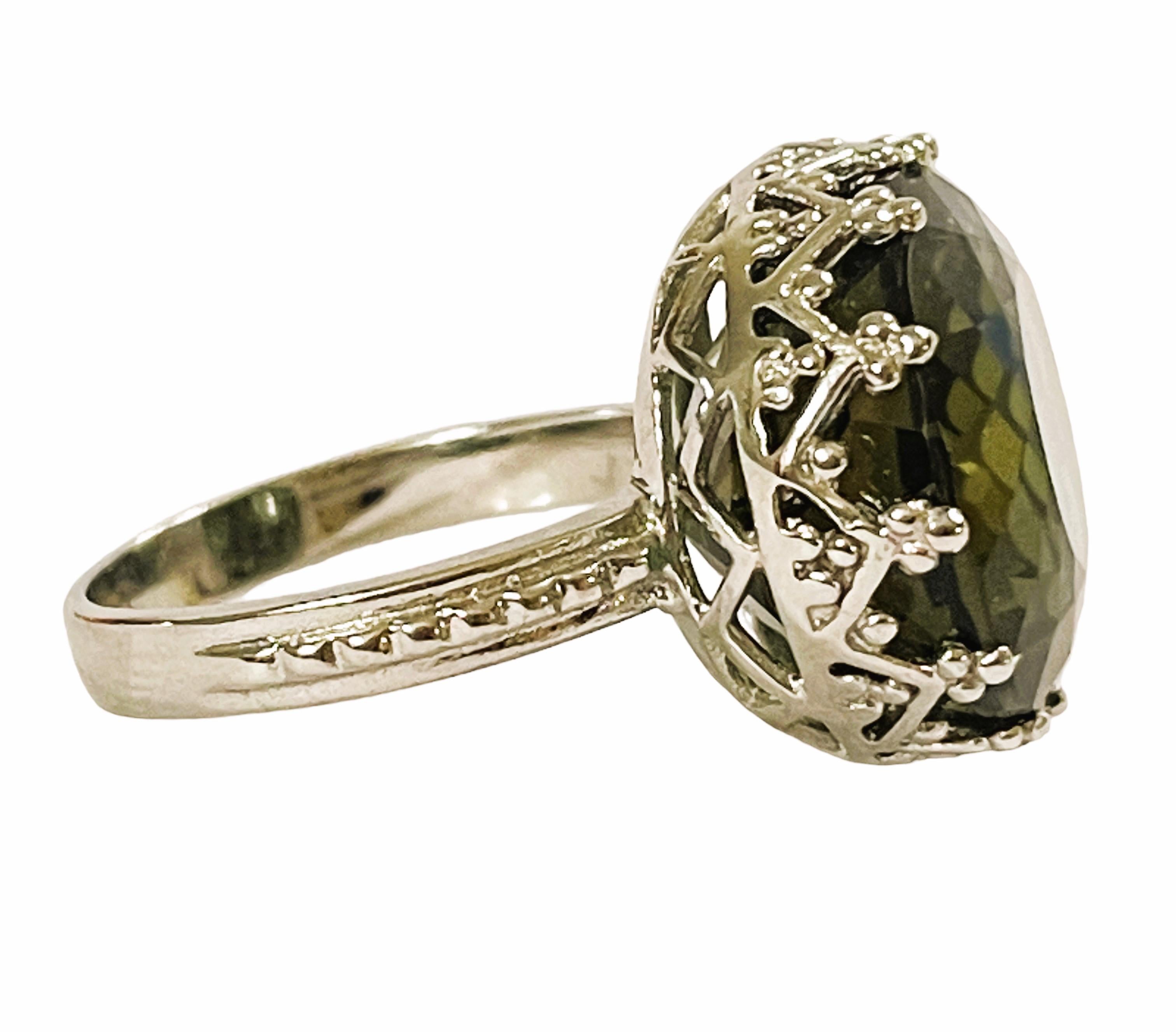 New Brazilian IF 19.60 Carat Forest Green Amethyst Sterling Ring For ...