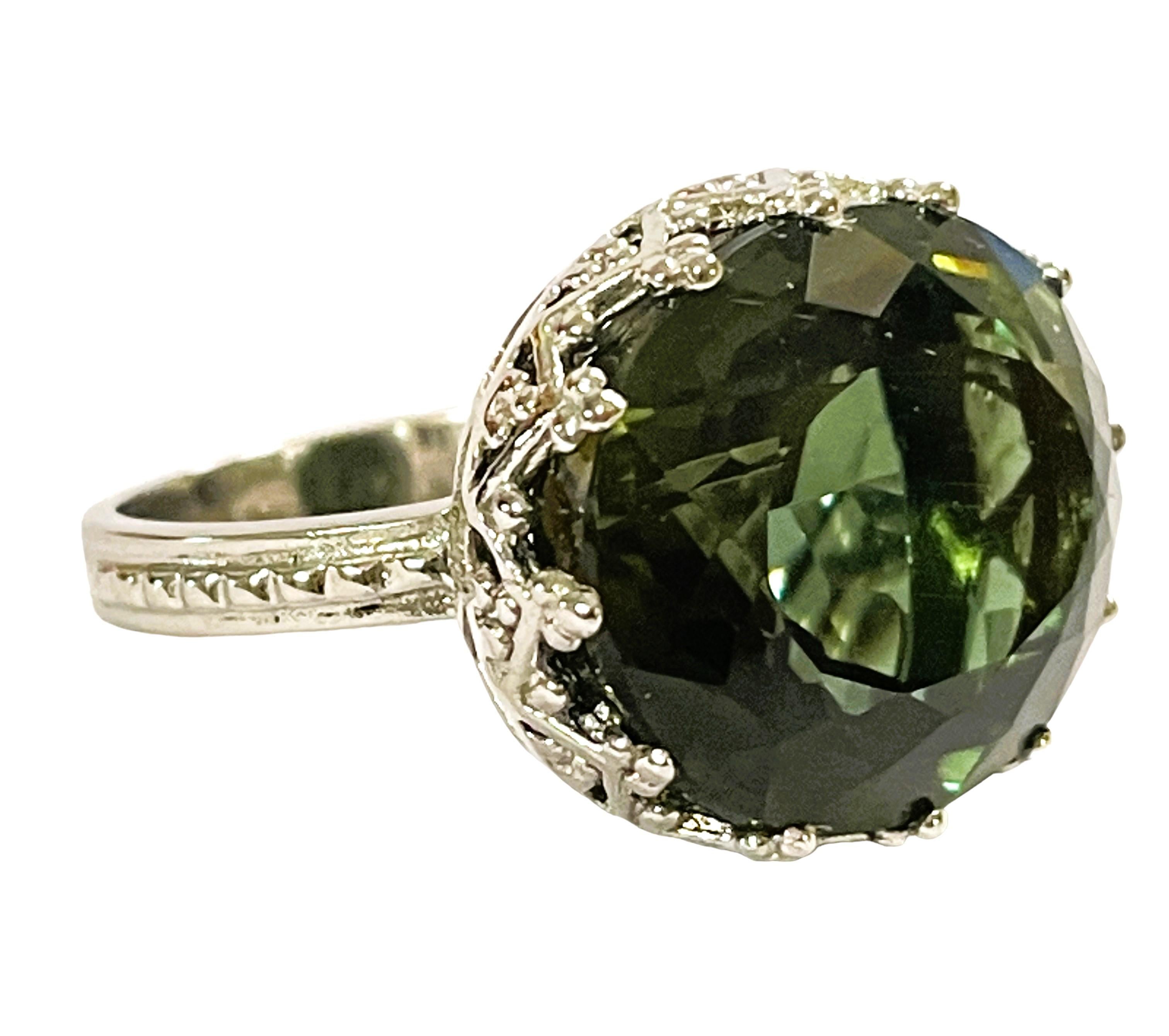 New Brazilian IF 19.60 Carat Forest Green Amethyst Sterling Ring For ...