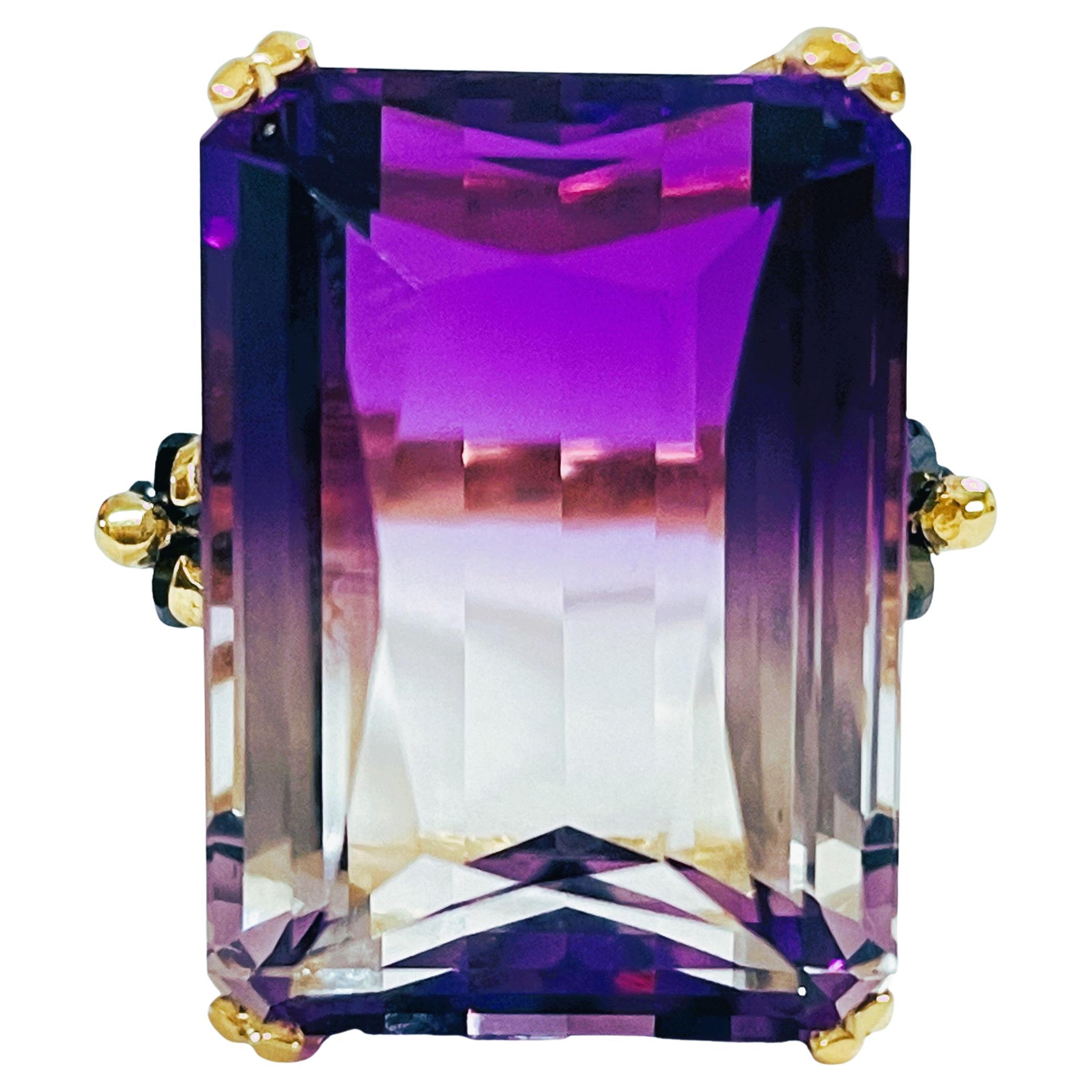 New Brazilian 7.1 Ct Yellow Green Ametrine and White Sapphire Sterling ...