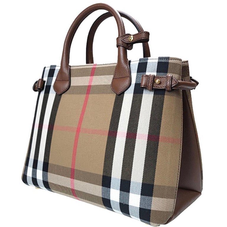 NEW Burberry Brown Banner House Check Coated Canvas Crossbody Bag For ...