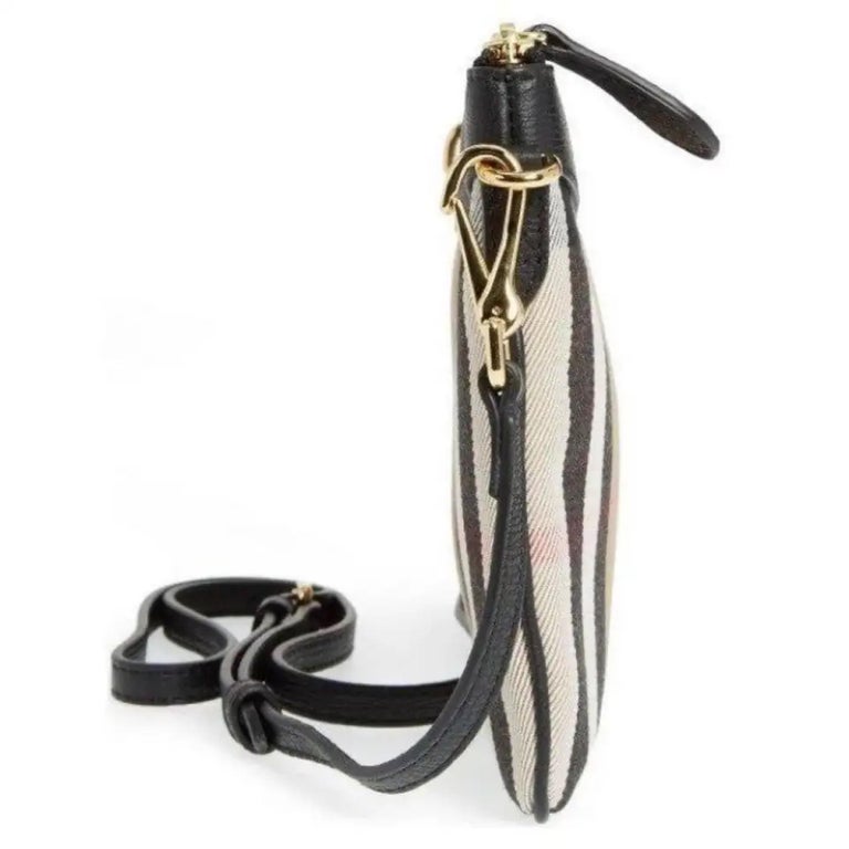 NEW Burberry Brown/Black Derby Peyton House Check Coated Canvas Clutch Crossbody at 1stDibs