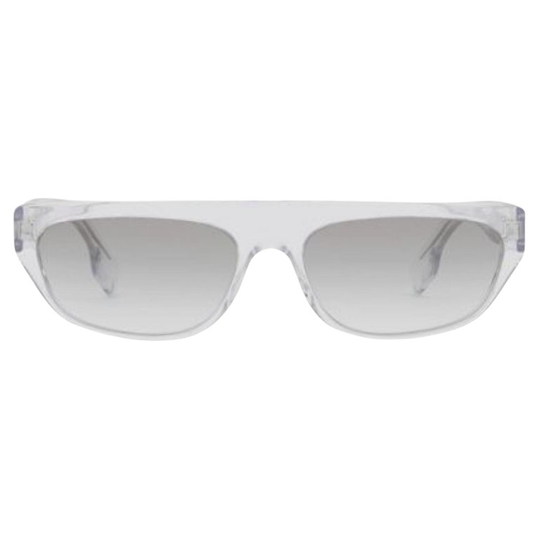 NEW Burberry Clear Frame Grey Lens Rectangular Sunglasses For Sale at ...