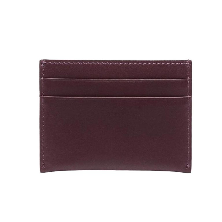 New Burberry Red Maroon TB Plaque Leather Card Holder Wallet For Sale ...