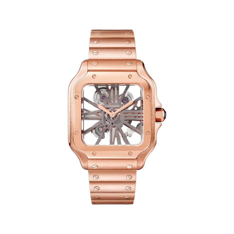 Montre squelette Cartier De Santos WHSA0016 grand modèle en or rose 18 ...