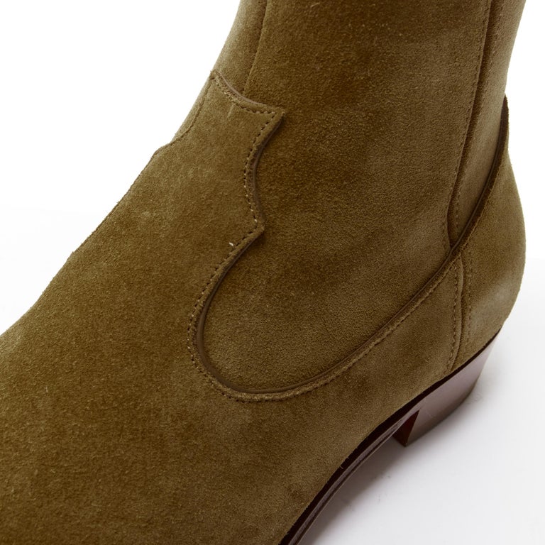 new CELINE Hedi Slimane 2019 Jacno Western 30 Havana brown suede ankle ...