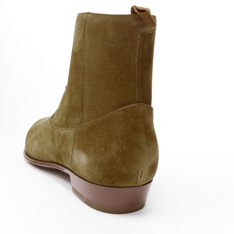 new CELINE Hedi Slimane 2019 Jacno Western 30 Havana brown suede ankle ...