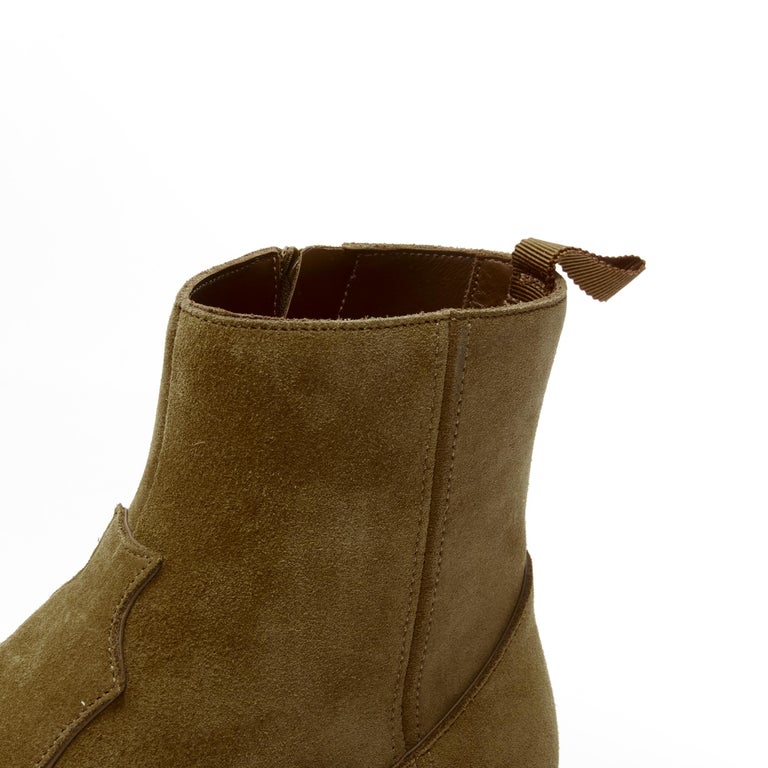 new CELINE Hedi Slimane 2019 Jacno Western 30 Havana brown suede ankle ...