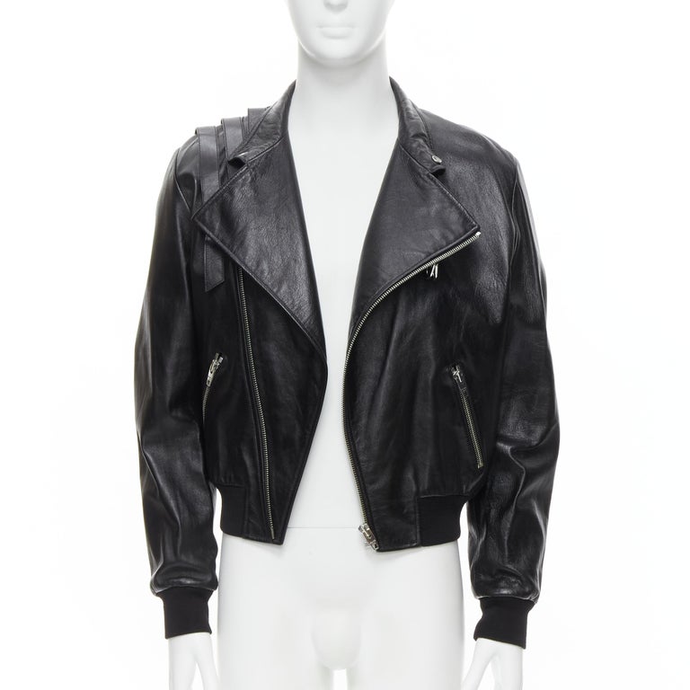 new CELINE Hedi Slimane 2019 Runway black lambskin buckle biker jacket ...