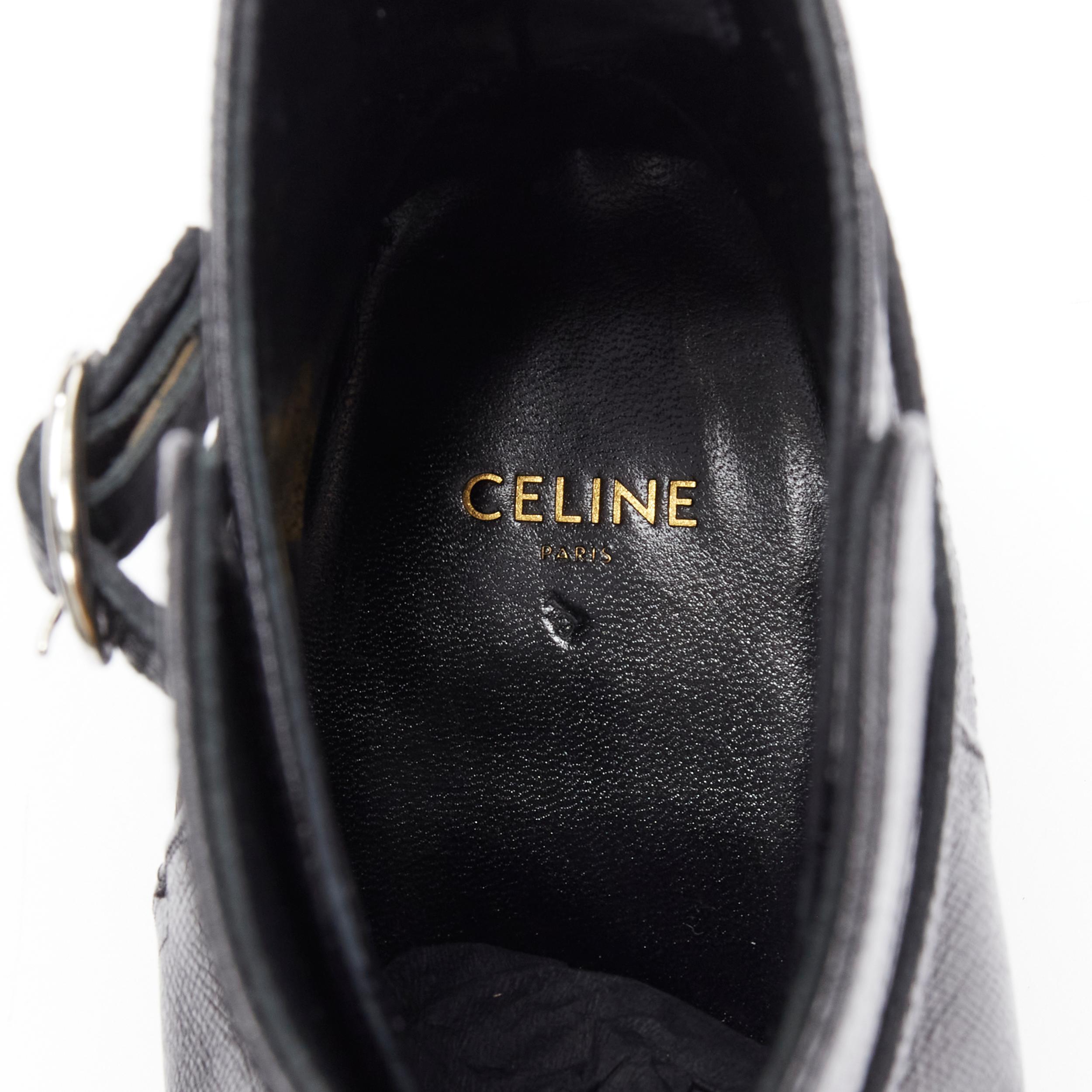 new CELINE Hedi Slimane Jacno Black Tejus stamped leather ankle strap boot EU42 For Sale at ...