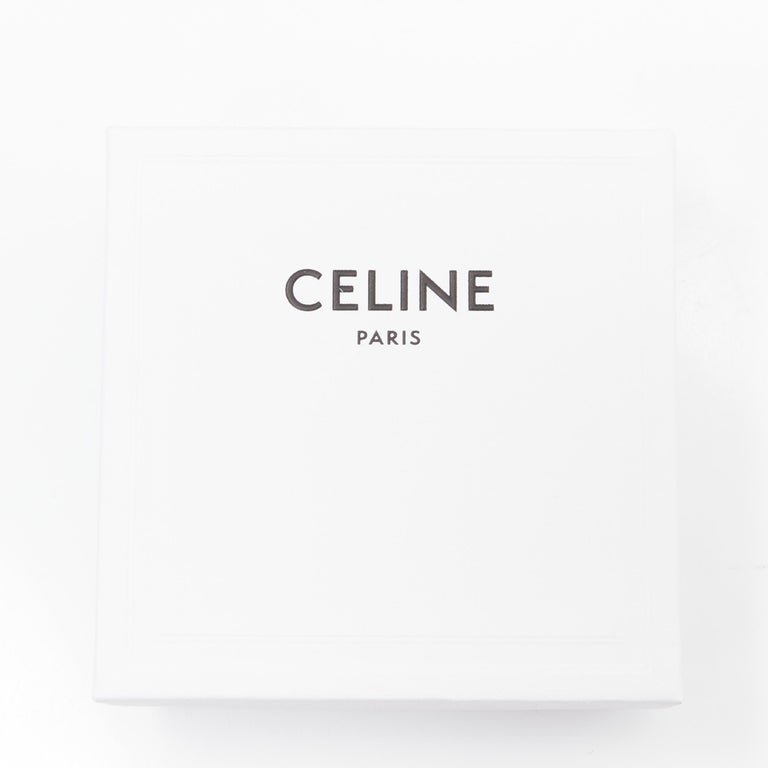 new CELINE Hedi Slimane white print gold Triomphe charm hair scrunchie ...