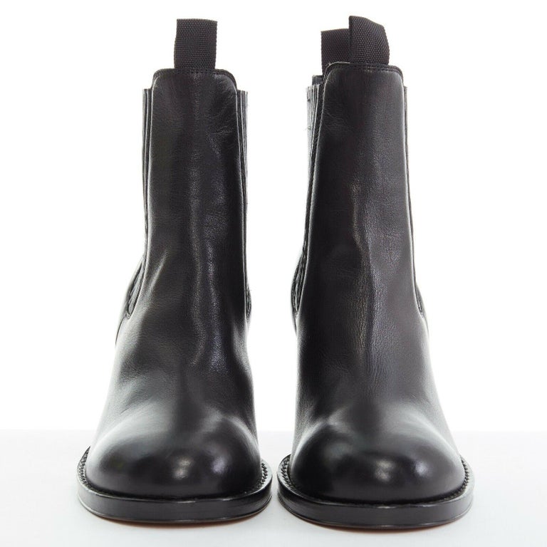 new CELINE PHILO runway 2017 black round toe high heel cowboy sock boot ...