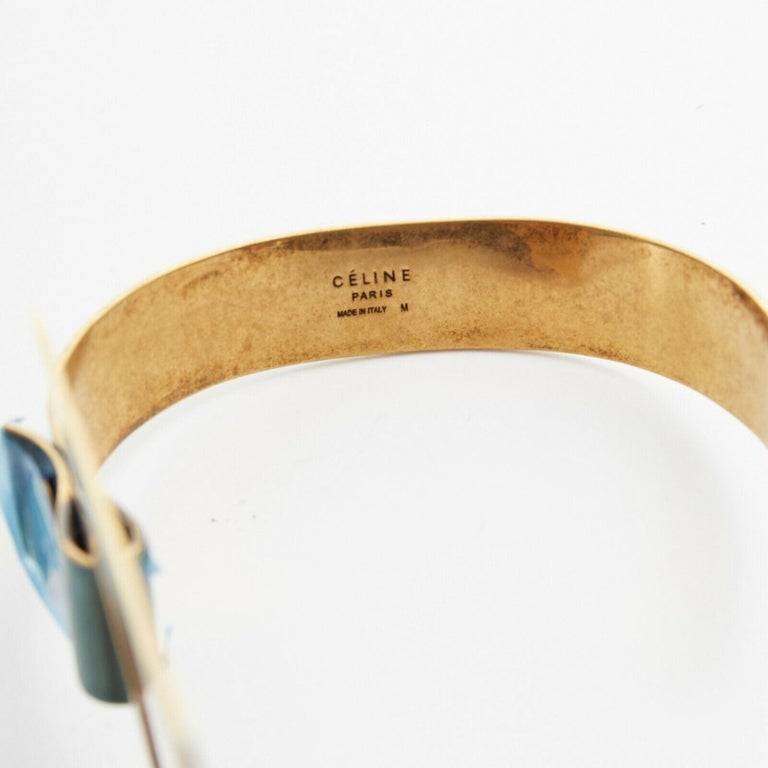 new CELINE PHOEBE PHILO gold tone antique brass metal square cuff ...