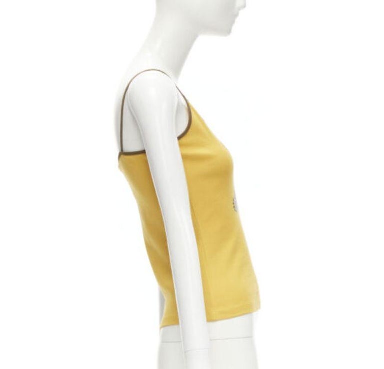 new CELINE Vintage Y2K yellow Triomphe logo studded cami tank top M For ...