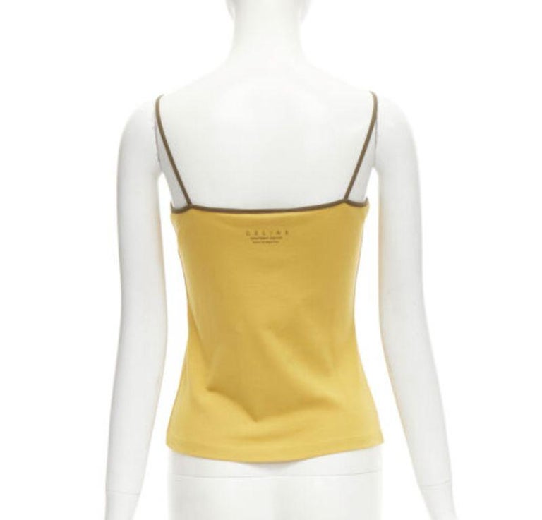 new CELINE Vintage Y2K yellow Triomphe logo studded cami tank top M For ...