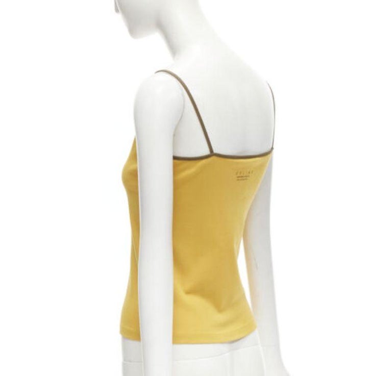 new CELINE Vintage Y2K yellow Triomphe logo studded cami tank top M For ...
