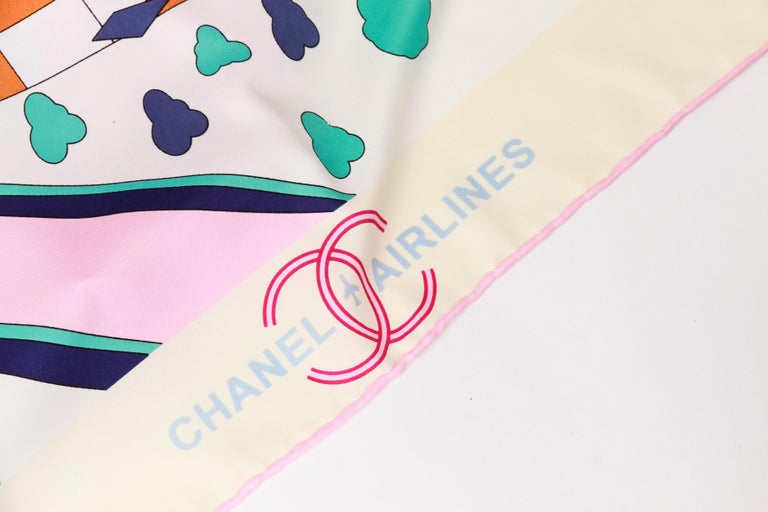 New Chanel Airlines Oversize Silk Shawl For Sale at 1stDibs
