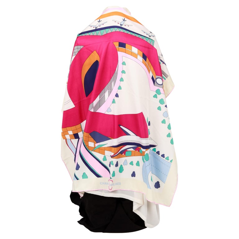 New Chanel Airlines Oversize Silk Shawl For Sale at 1stDibs