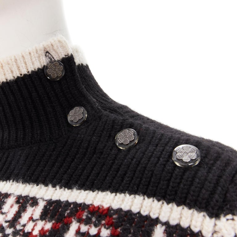 new CHANEL CC buttons red black Snowflake 5 fair isle intarsia sweater ...