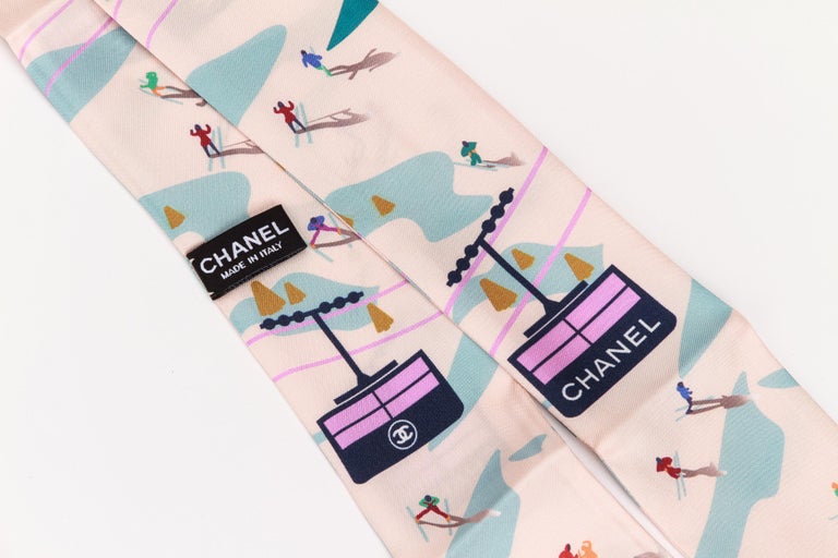 New Chanel Coco Sky Pink Celeste Scarf For Sale at 1stDibs
