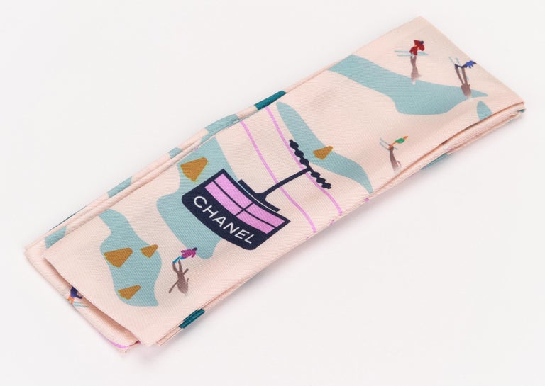 New Chanel Coco Sky Pink Celeste Scarf For Sale at 1stDibs