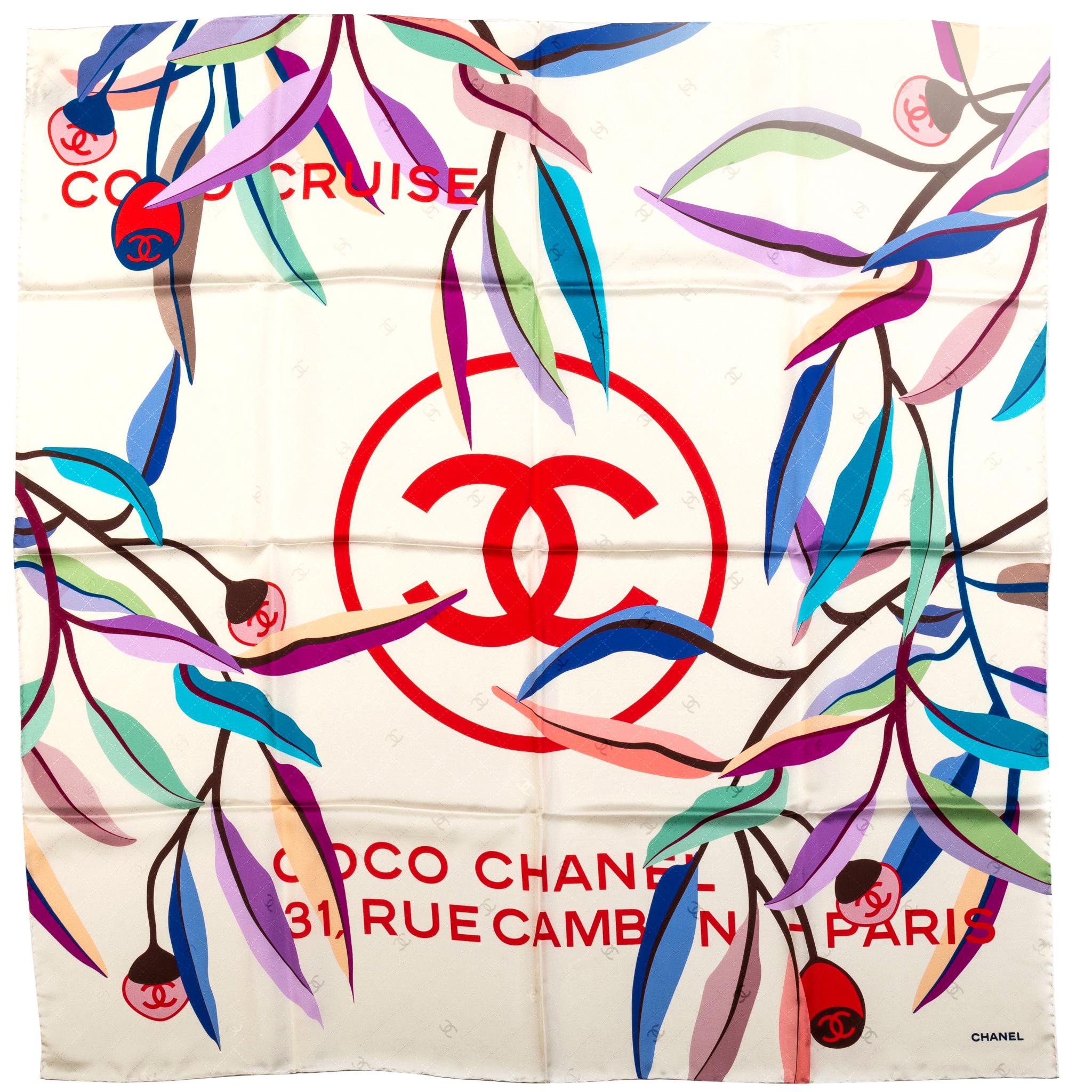 Chanel Logo-Print Cashmere and Silk-Blend Scarf at 1stDibs