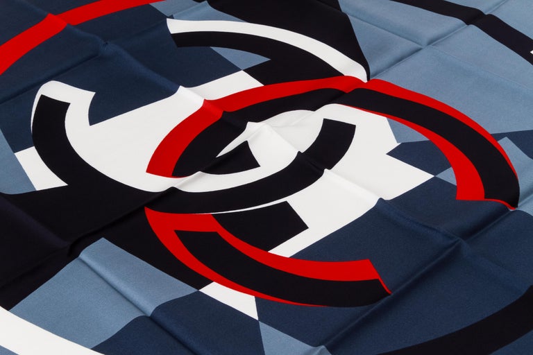 New Chanel Geometric Logo Silk Scarf at 1stDibs