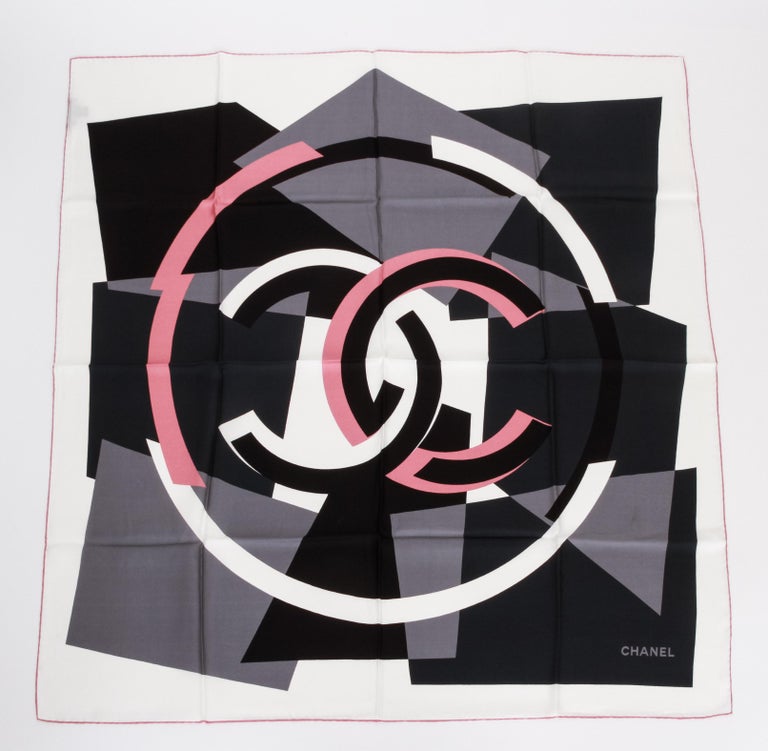New Chanel Geometric Multicolor Silk Scarf For Sale at 1stDibs