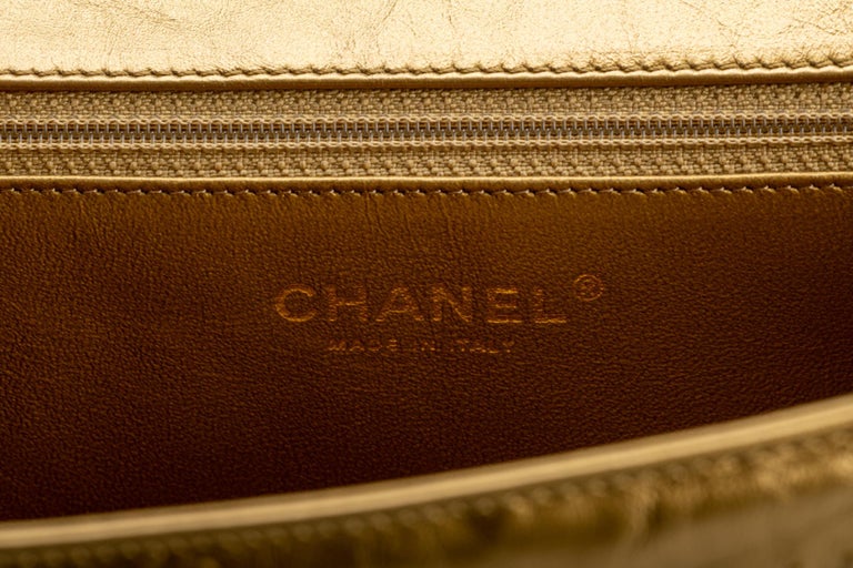 New Chanel Rare Gold Embossed Single Flap Bag at 1stDibs