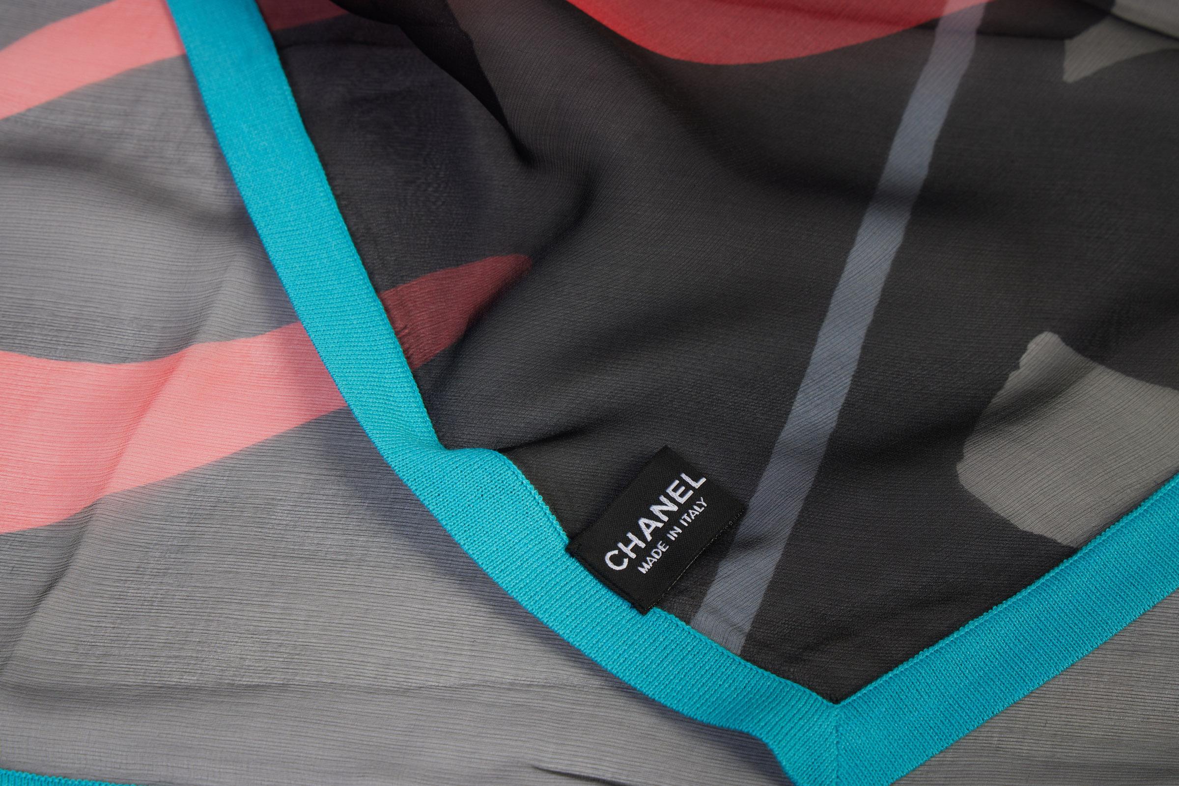 New Chanel Silk Chiffon Game Scarf at 1stDibs | chanel chiffon scarf ...