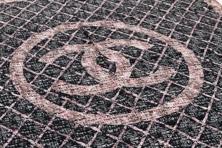 New Chanel Tweed Pattern Logo CC Scarf at 1stDibs