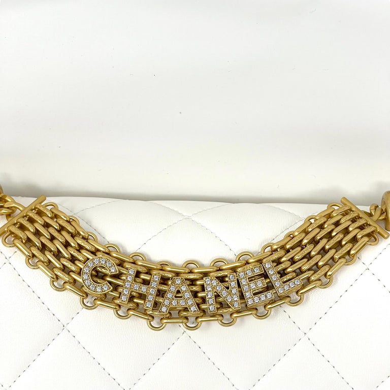 NEW Chanel White Small Flap Bag Quilted Leather Crossbody Bag For Sale ...