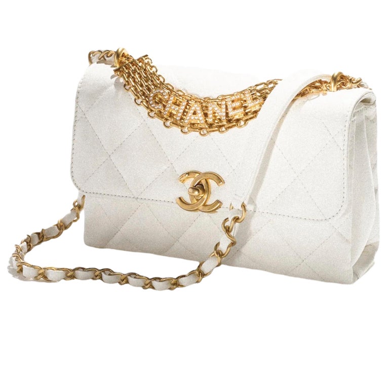 NEW Chanel White Small Flap Bag Quilted Leather Crossbody Bag For Sale ...