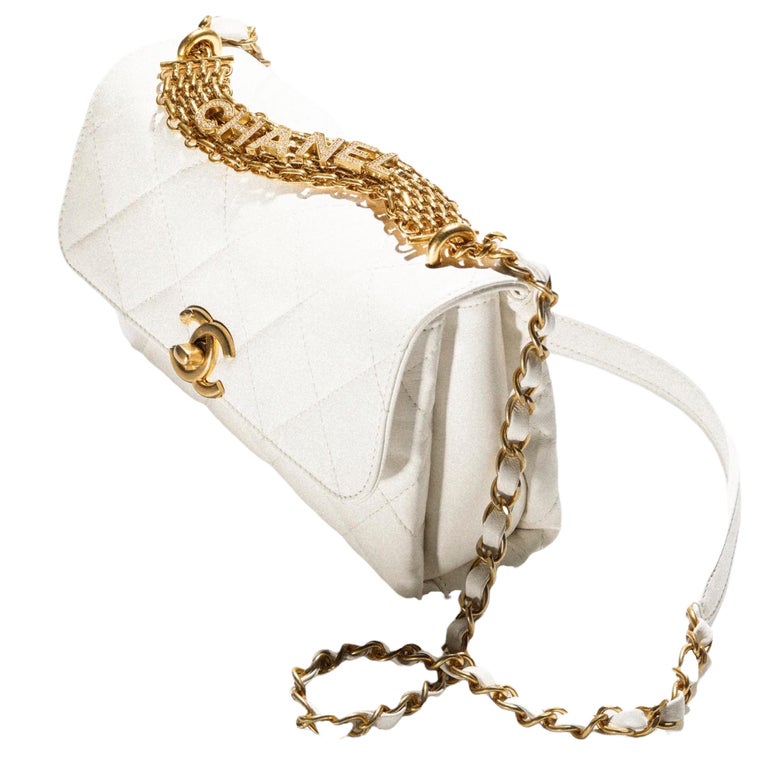 NEW Chanel White Small Flap Bag Quilted Leather Crossbody Bag For Sale ...