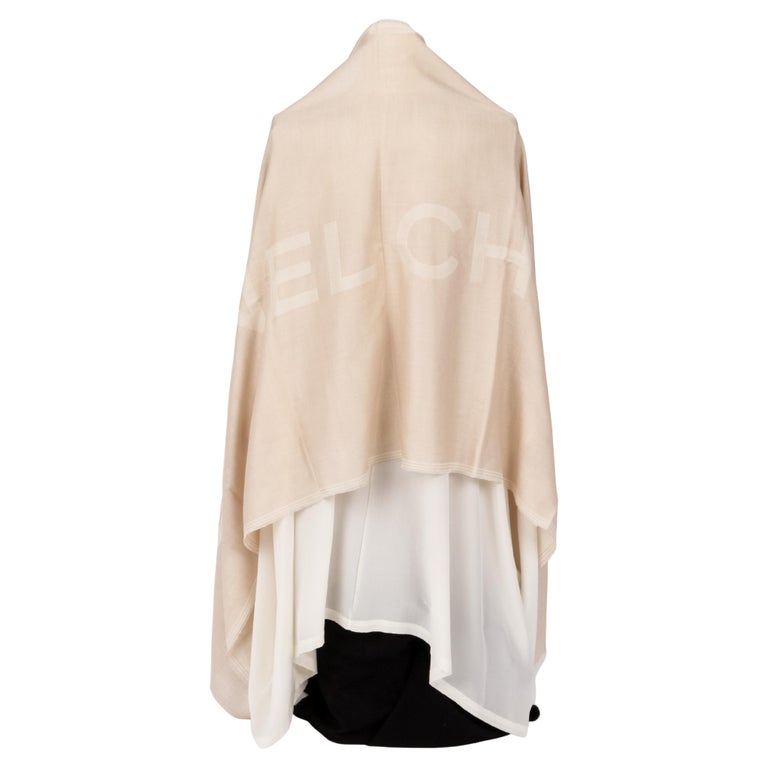 New Chanel XL Cashmere Silk Cream Shawl Scarf at 1stDibs