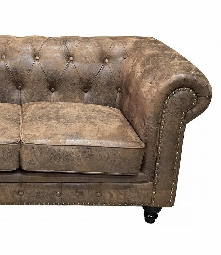 New Chester Premium 2 Seater Sofa Vintage Faux Leather For Sale at 1stDibs