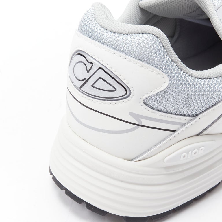 new CHRISTIAN DIOR B30 CD white leather grey mesh low runner sneaker ...