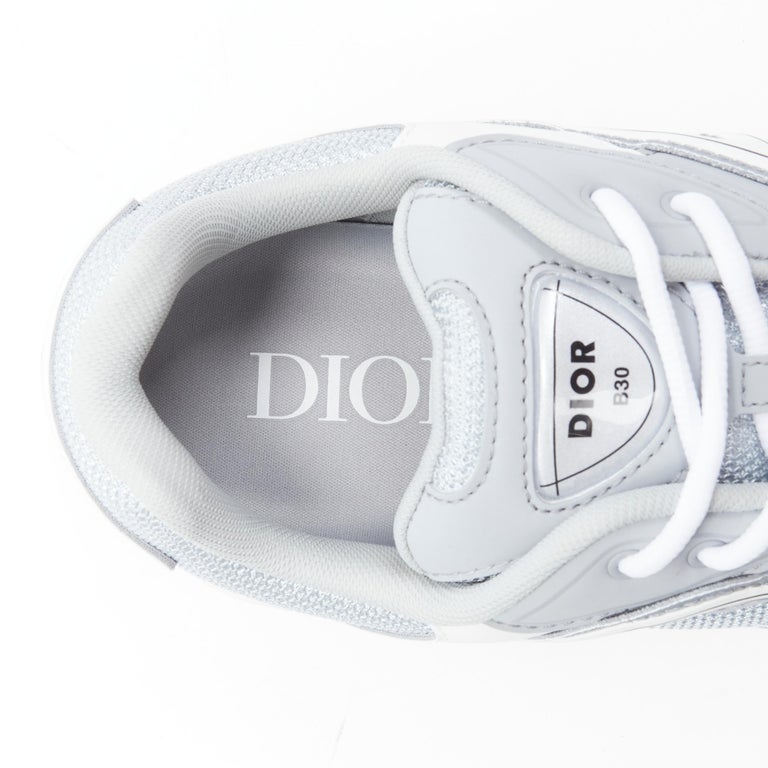 new CHRISTIAN DIOR B30 CD white leather grey mesh low runner sneaker ...