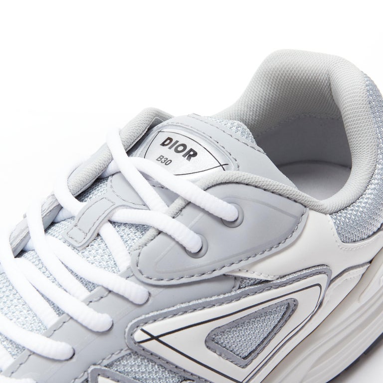 new CHRISTIAN DIOR B30 CD white leather grey mesh low runner sneaker ...