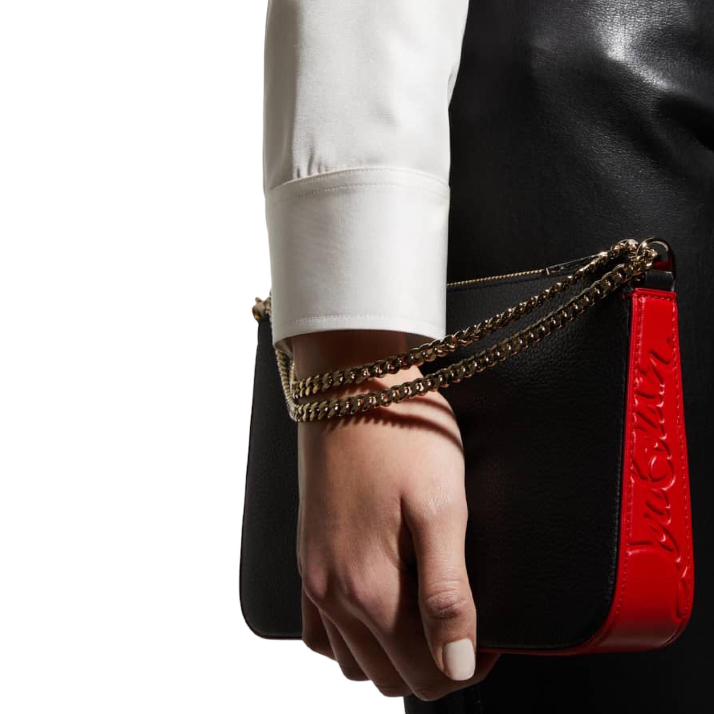 NEW Christian Louboutin Black Loubila Monogram Logo Leather Clutch ...