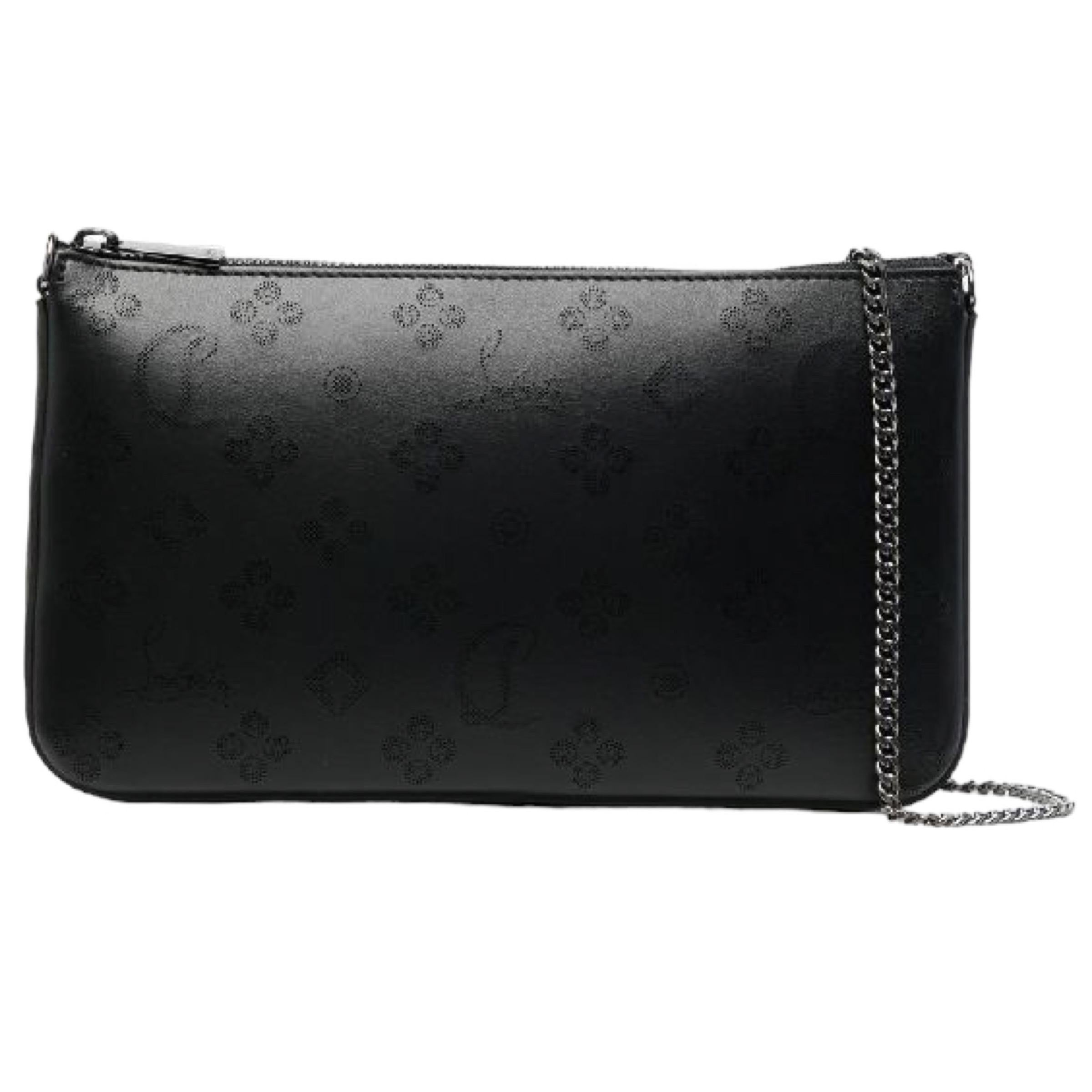 NEW Christian Louboutin Black Loubila Monogram Logo Leather Clutch ...