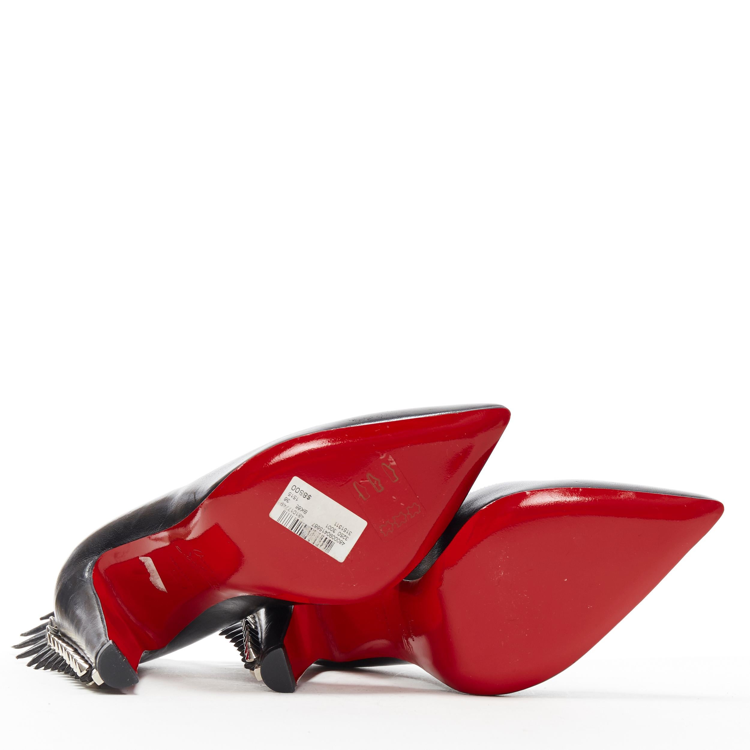 new CHRISTIAN LOUBOUTIN black punk mohawk spike studded heel pointed ...