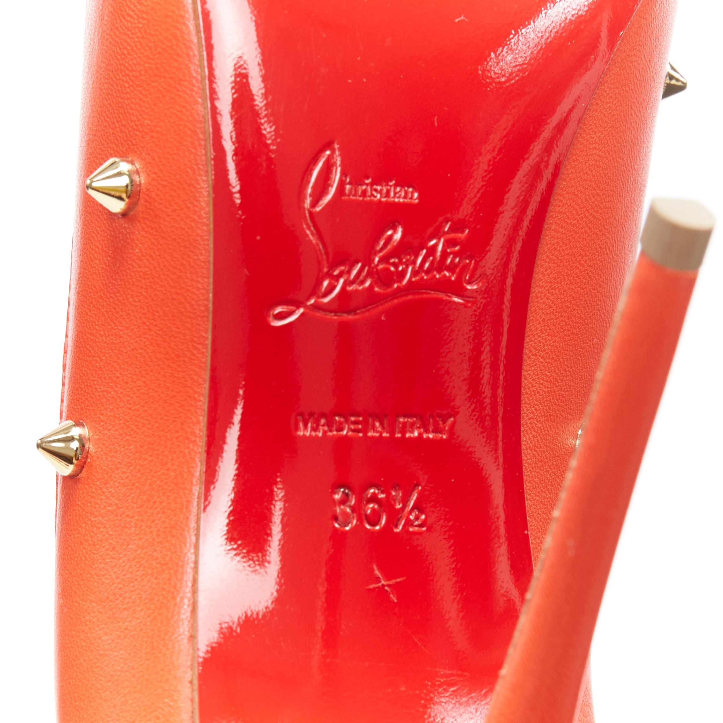 new CHRISTIAN LOUBOUTIN Degraspike 100 red leather gold stud point pump EU36.5 at 1stDibs