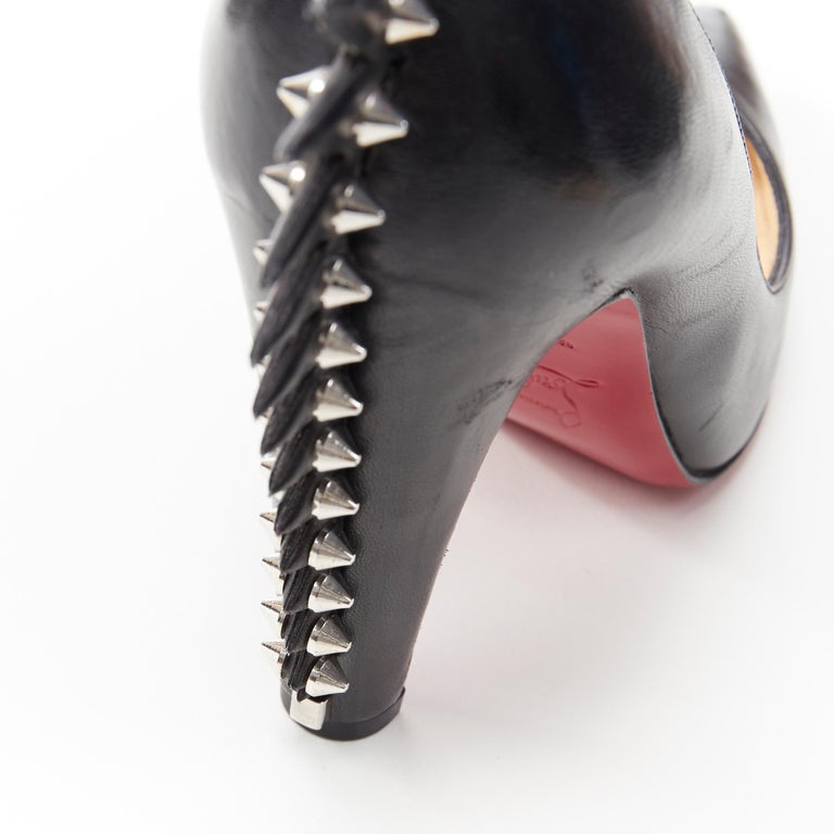 new CHRISTIAN LOUBOUTIN Eletcropump black spike stud mohawk heel pump ...