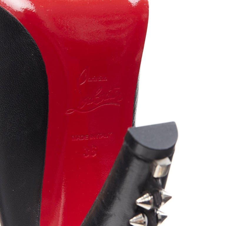 new CHRISTIAN LOUBOUTIN Eletcropump black spike stud mohawk heel pump ...