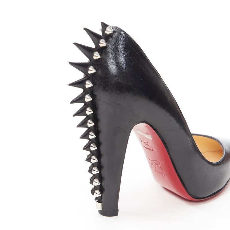 new CHRISTIAN LOUBOUTIN Eletcropump black spike stud mohawk heel pump ...