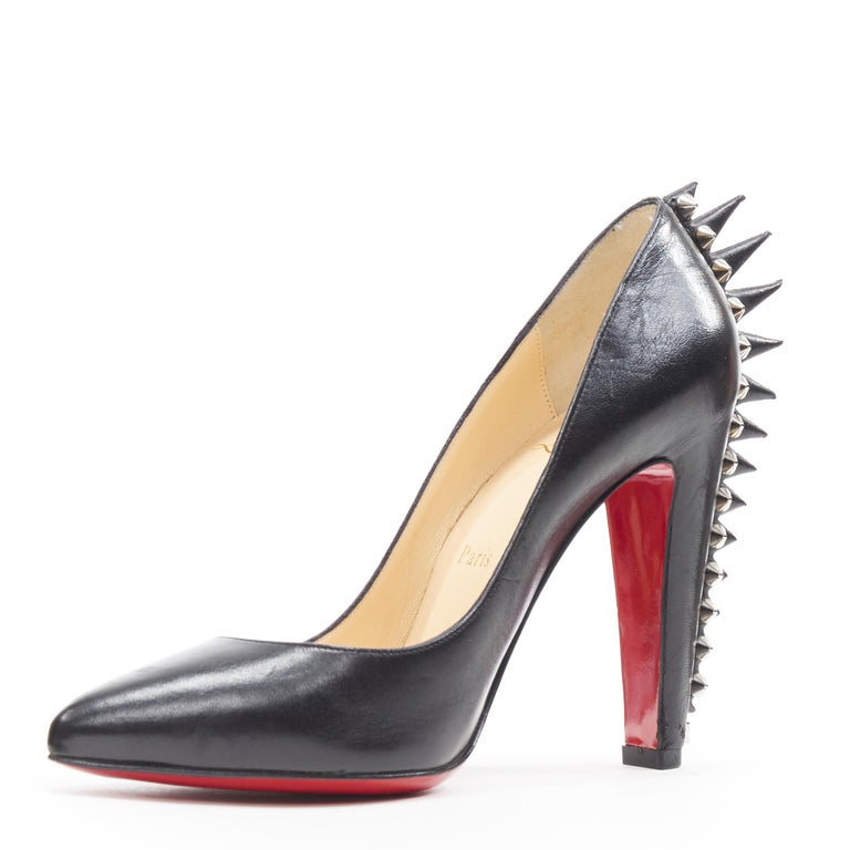 new CHRISTIAN LOUBOUTIN Eletcropump black spike stud mohawk heel pump ...